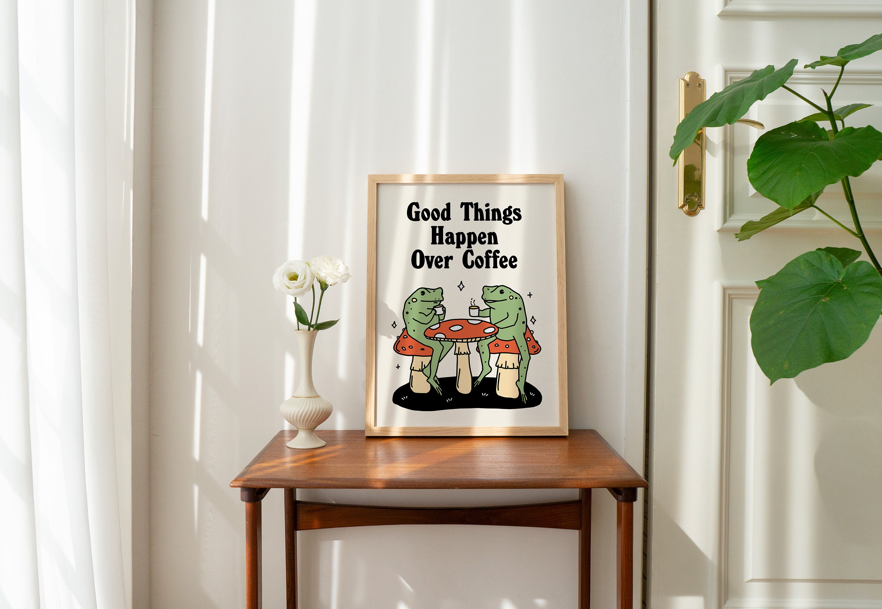 Retro Coffee Print Frog Poster Coffee Shop Decor Frog Art - Etsy