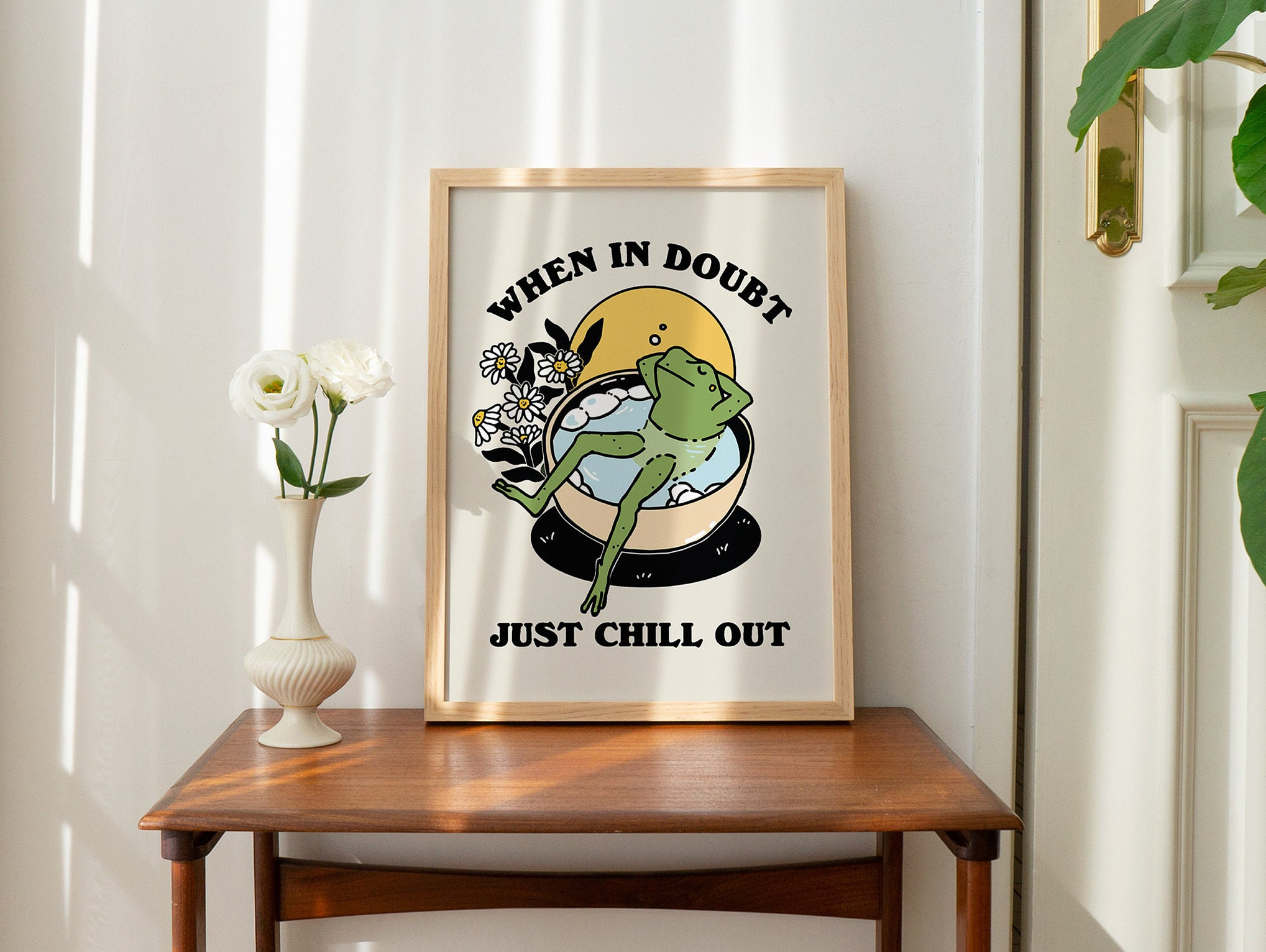 Retro Frog Wall Print Carefree Frog Positive Digital - Etsy