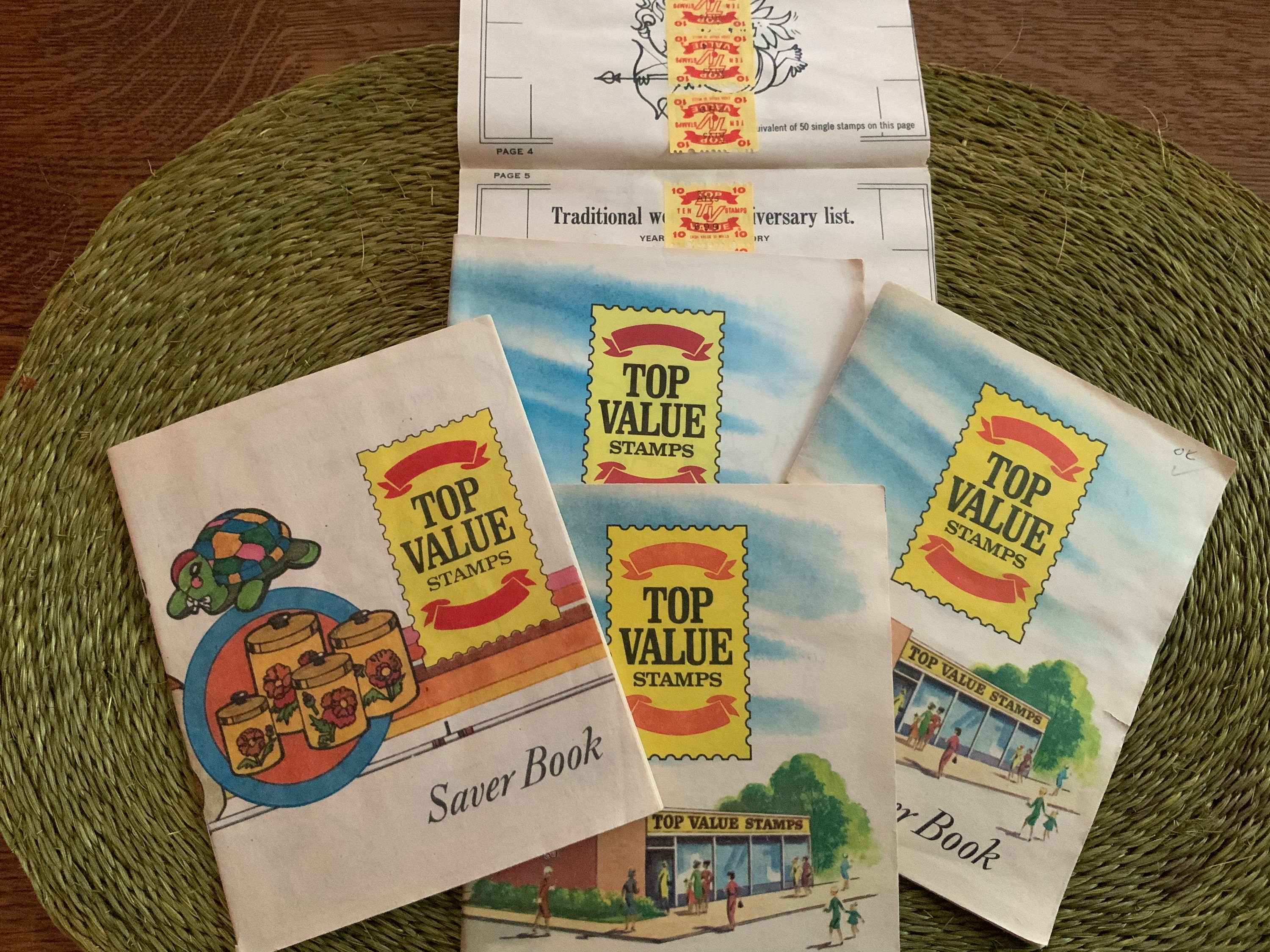 Vintage Top Value Stamps Saver Books , Lot of 5 Mostly Full Stamp Books ...