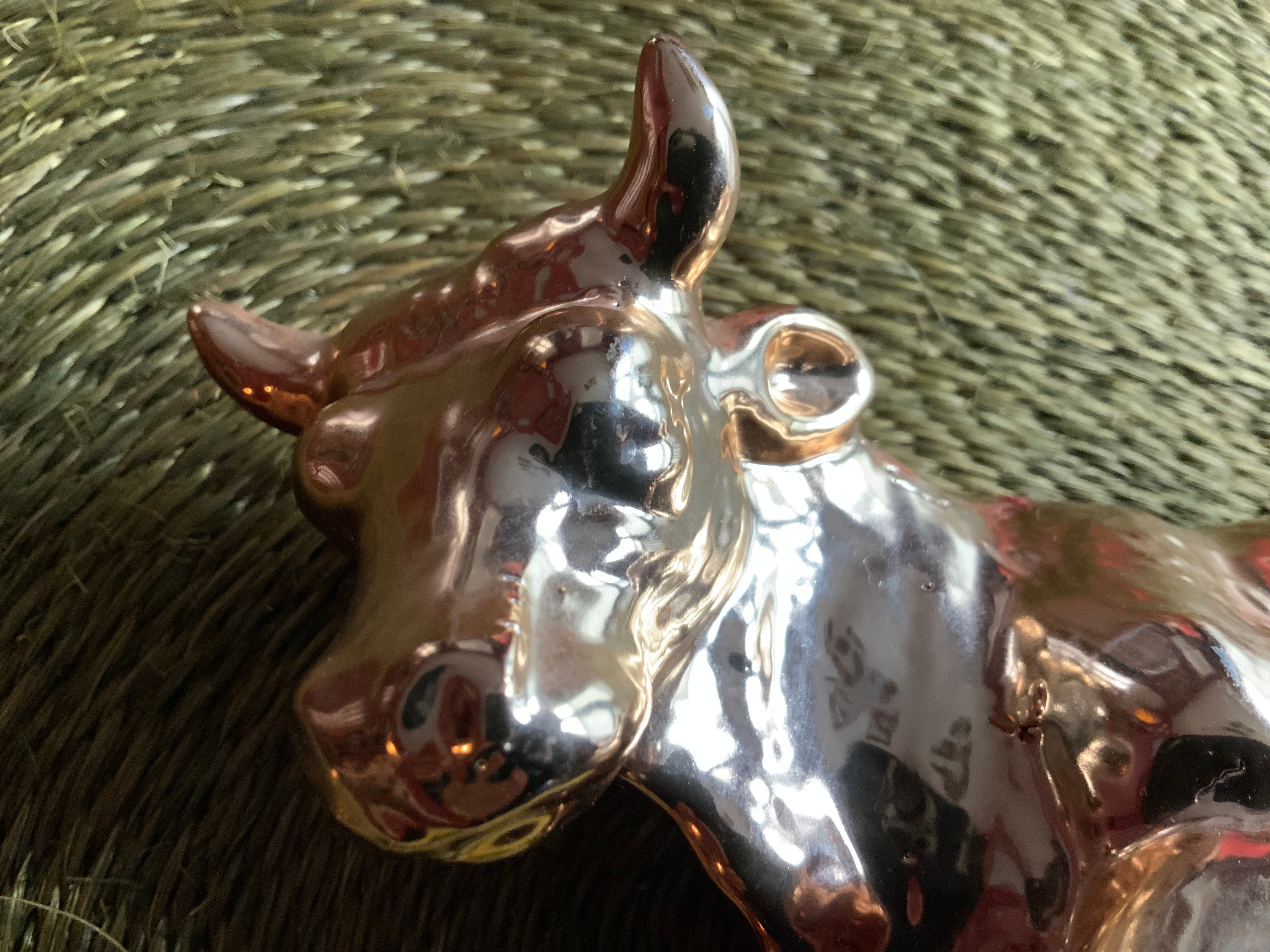 Vintage Golden Cow Ceramic Figurine Depicts a Cow in Repose - Etsy