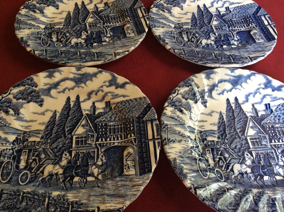 Myott Royal Mail 7.75 Inch Salad Plates Group of 4 // Blue - Etsy