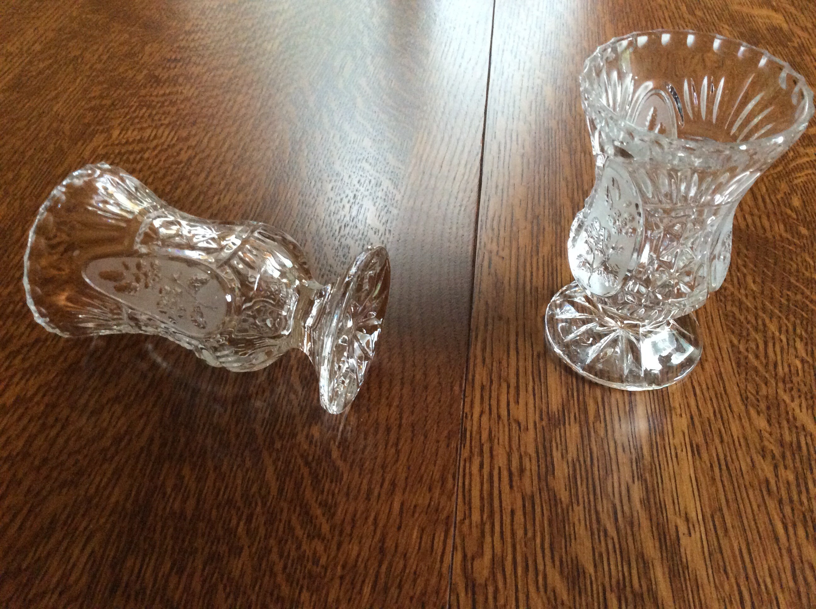 Two Fancy Cordial Glasses Hourglass Shaped Heavy Cut Pressed Glasses W ...