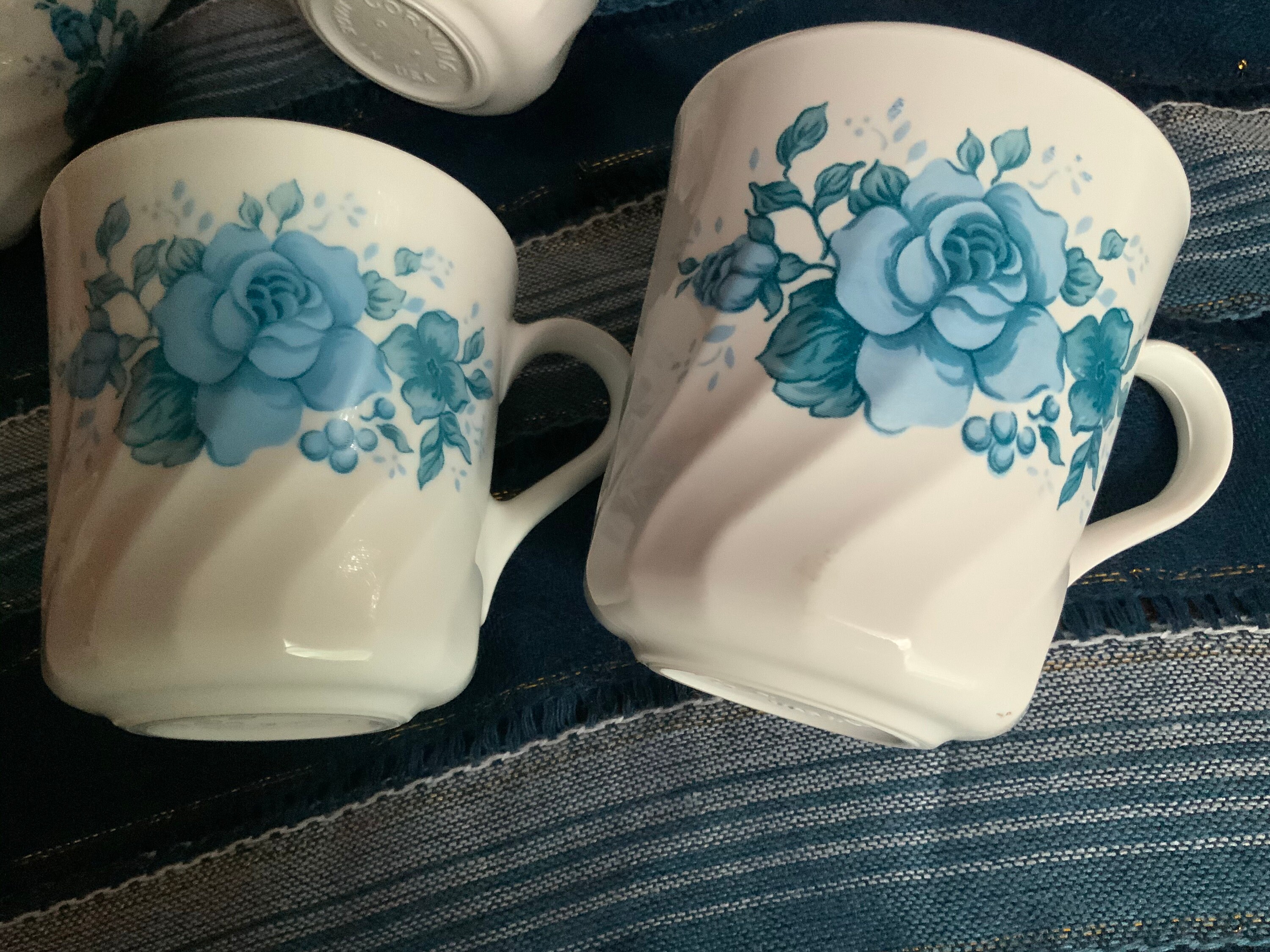 Vintage Corning Blue Velvet Wavy Cups Coffee Mug Set lovely - Etsy UK