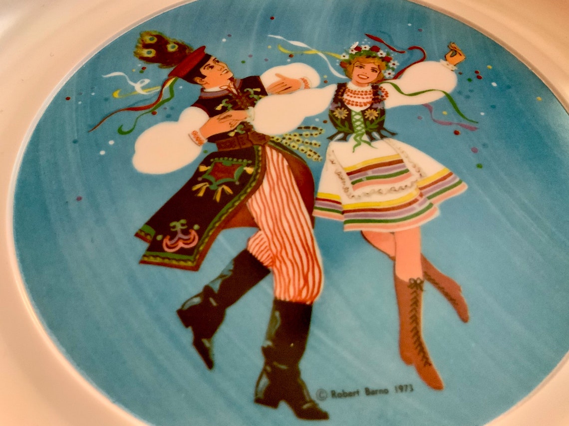 Vintage European Folk Dancers Decorative Melamine Plate by Robert Barno ...