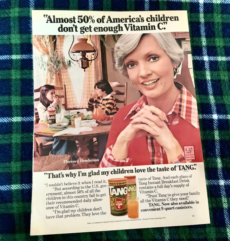 1977 Vintage Tang Advertisement Featuring Florence Henderson - Etsy