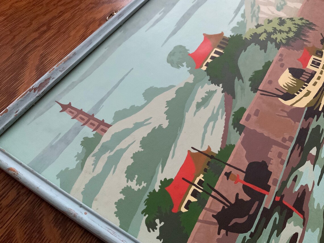 Vintage Mid Century Finished Paint by Number Featuring a Water - Etsy