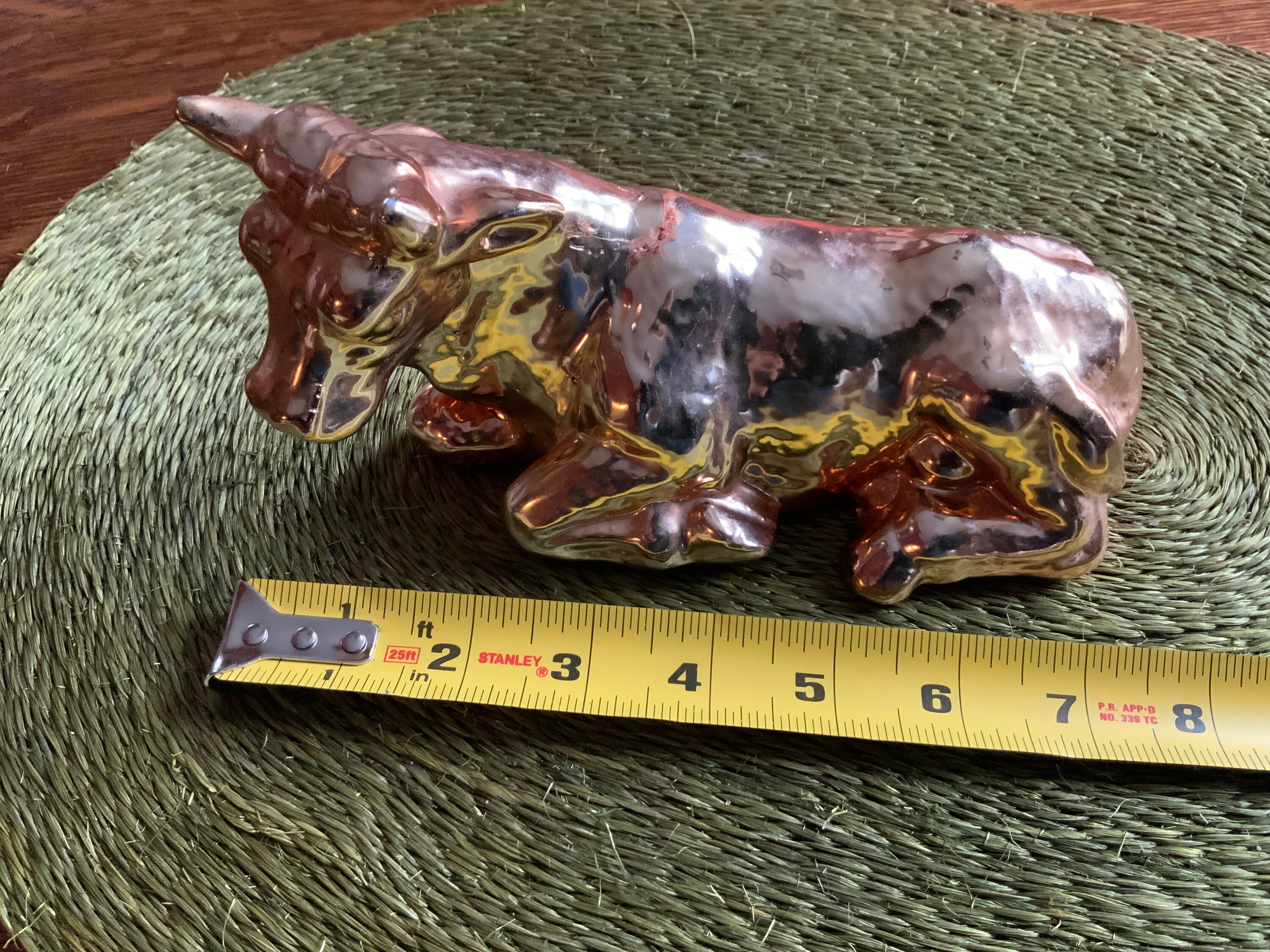 Vintage Golden Cow Ceramic Figurine Depicts a Cow in Repose - Etsy