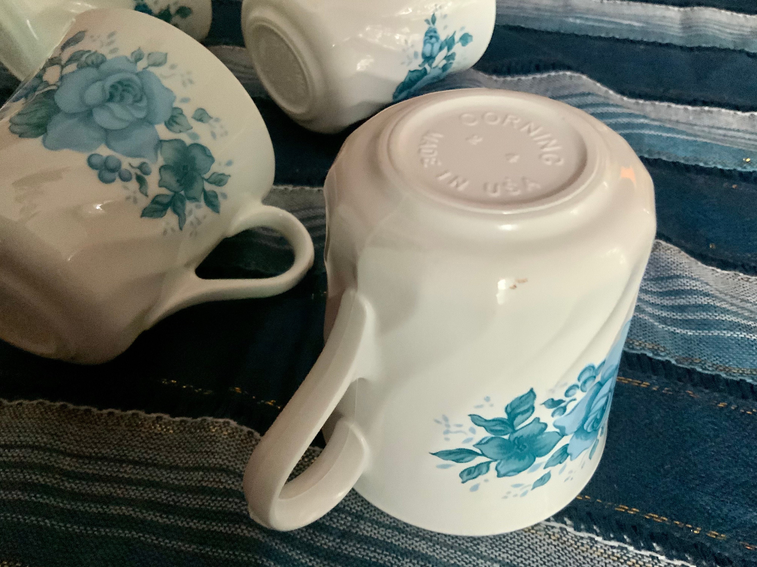 Vintage Corning Blue Velvet Wavy Cups Coffee Mug Set lovely - Etsy UK