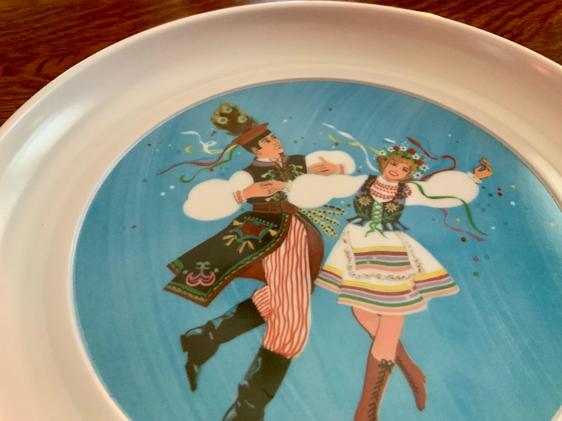 Vintage European Folk Dancers Decorative Melamine Plate by Robert Barno ...