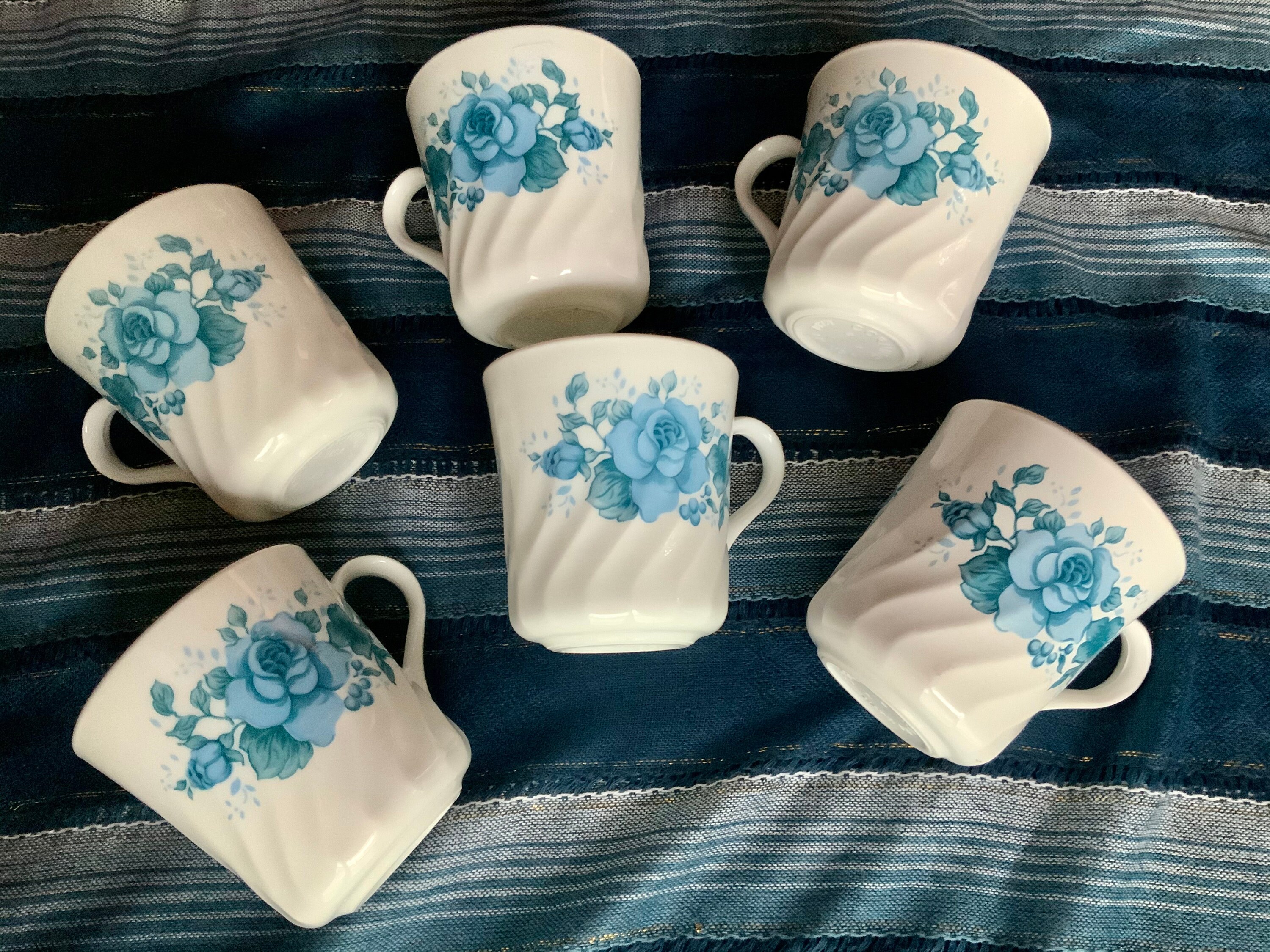 Vintage Corning Blue Velvet Wavy Cups Coffee Mug Set lovely - Etsy UK