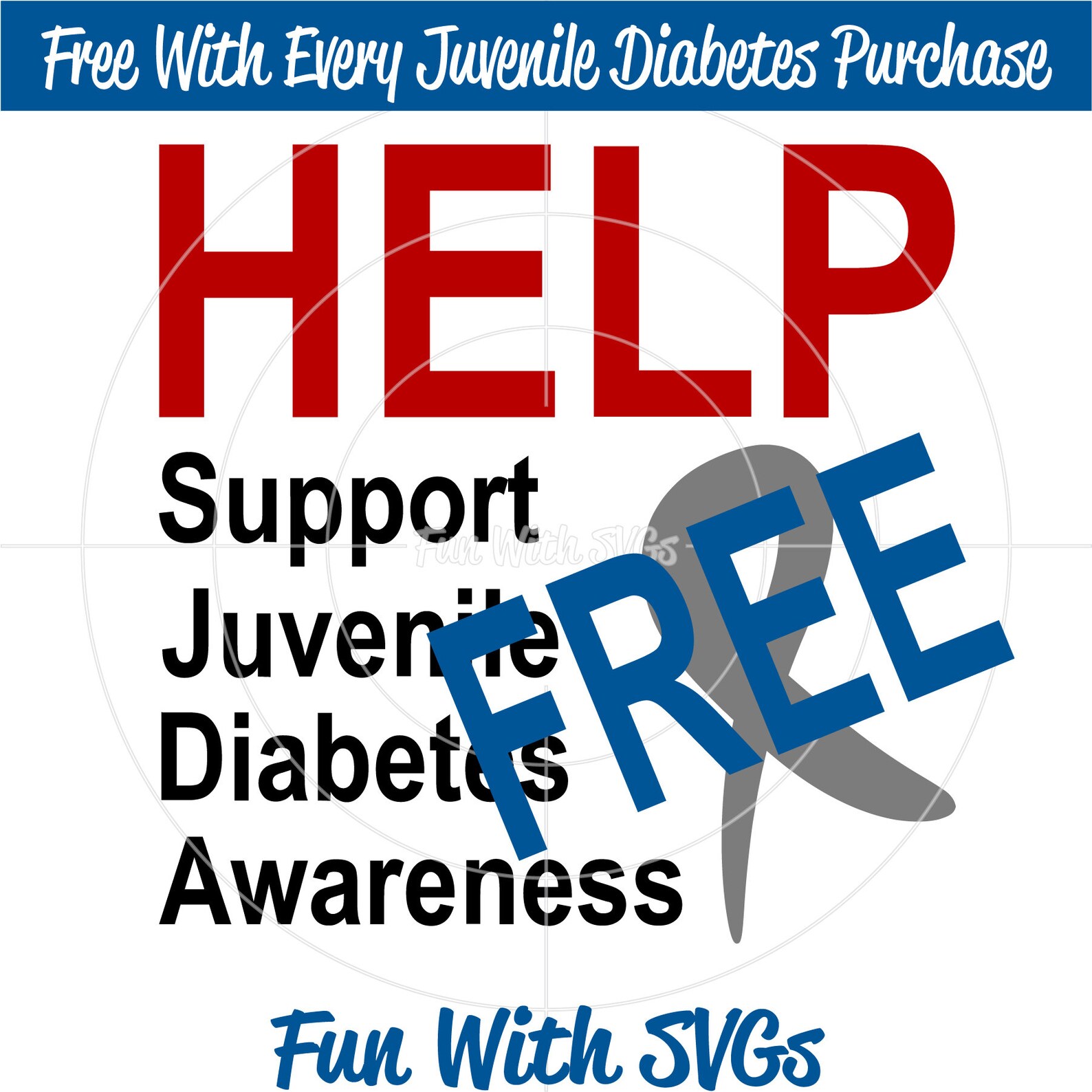 Juvenile Diabetes Awareness SVG, Find a Cure, Type 1 Diabetes, Cricut ...
