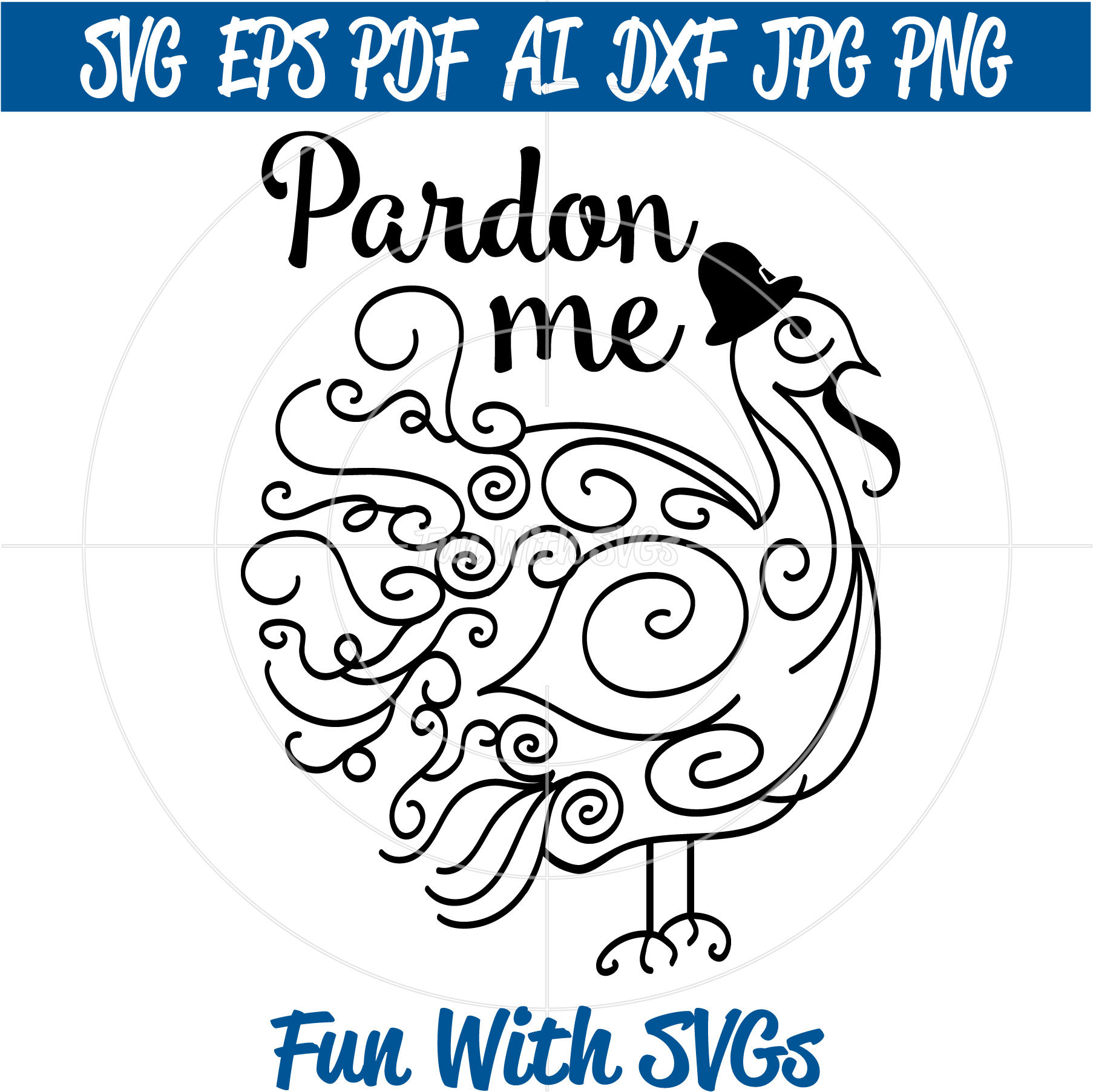 Zentangle Turkey SVG Thanksgiving Pardon Pardon Me Turkey | Etsy