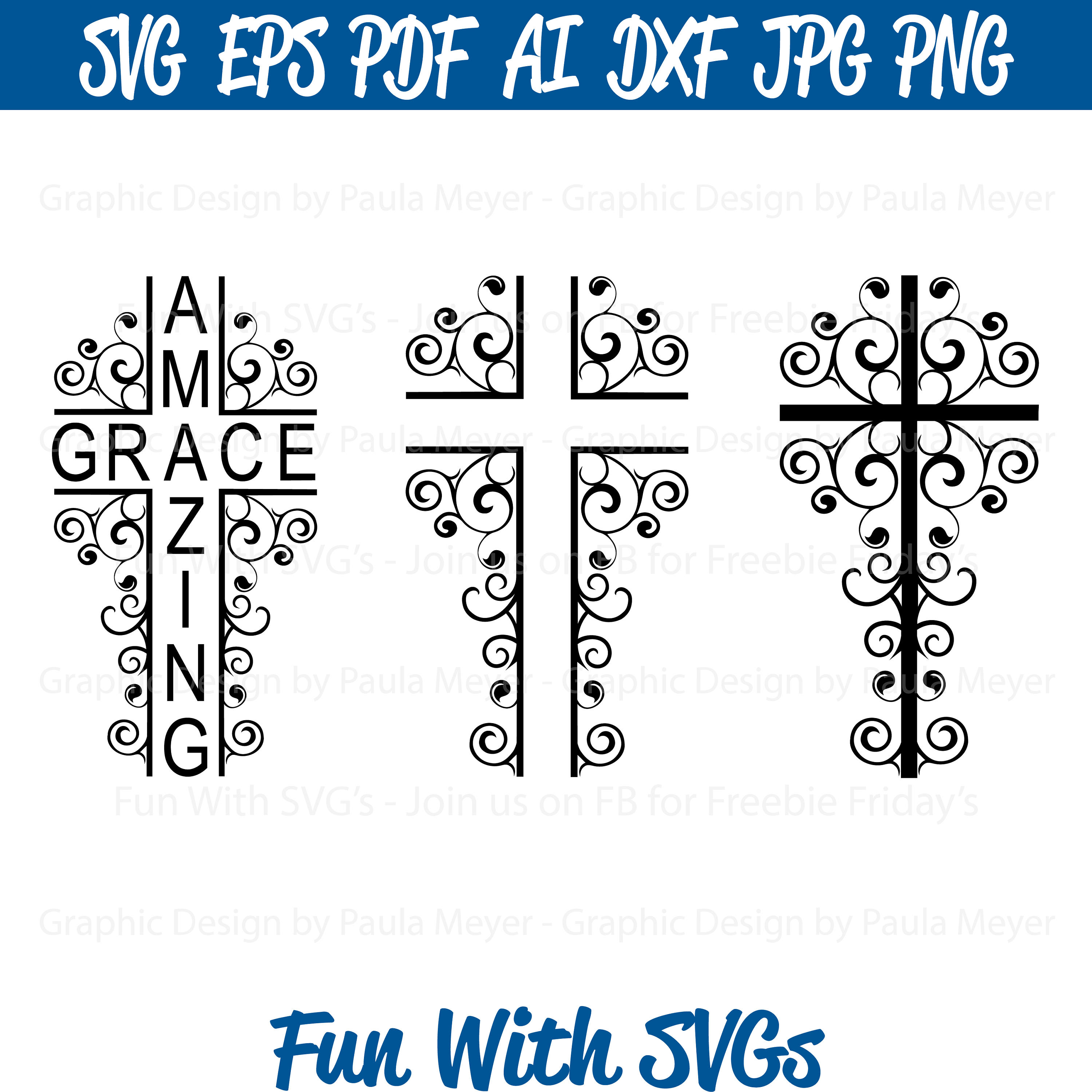 Split Scroll Christian Cross SVG File Christian SVGs Bible | Etsy