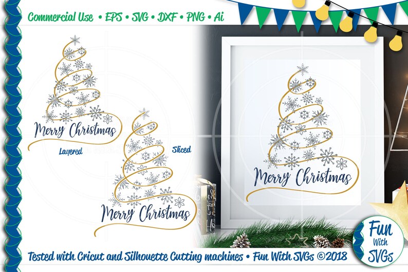 Merry Christmas Snowflake Christmas Tree SVG Cut File for Your - Etsy