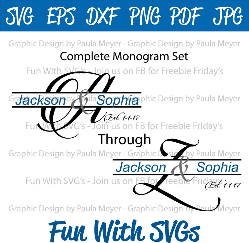 Split Monogram SVG SET A - Z - Use This File to Create Wall Decals ...