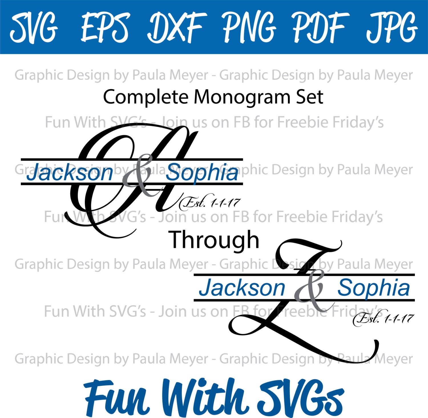 Split Monogram SVG SET A - Z - Use This File to Create Wall Decals ...