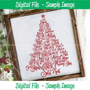Names of Jesus, Christmas Tree, SVG File, for Your Cricut, Silhouette ...