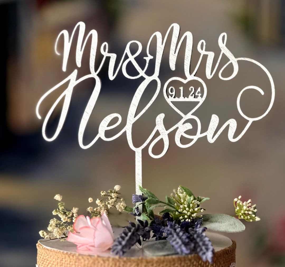 Silver Wedding Wedding Cake Topper, Wedding Cake Decor, Rose Gold Cake ...