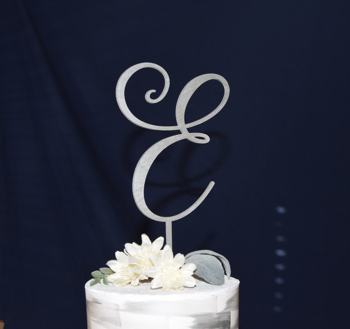 Personalized Monogram Cake Topper: Birch Wood Initial Letter - Etsy