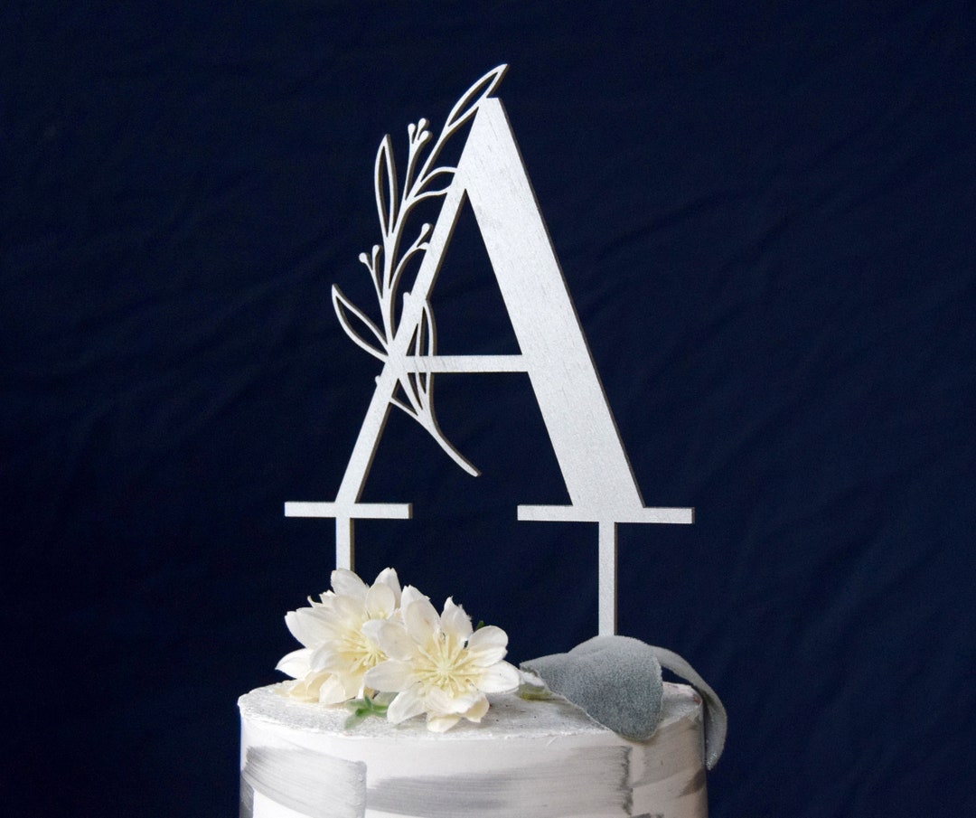 Wedding Cake Topper, Initial Cake Topper Rustic Initial Letter Monogram ...