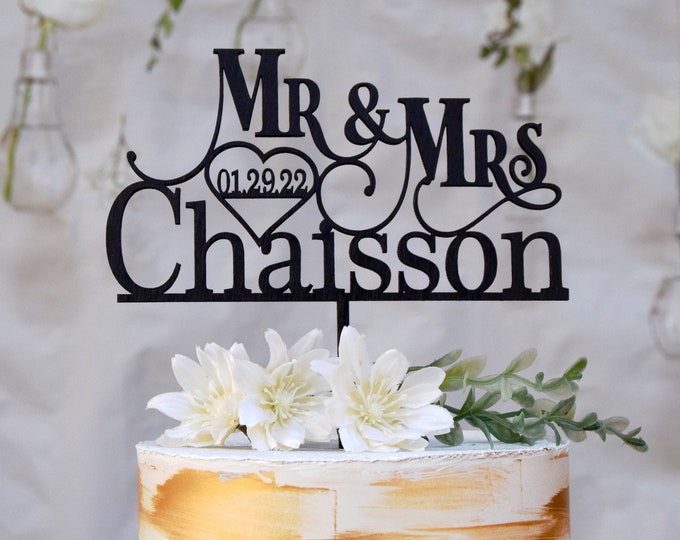 Custom Wedding Cake Topper Rose Gold Topper Mr & Mrs Cake Topper ...
