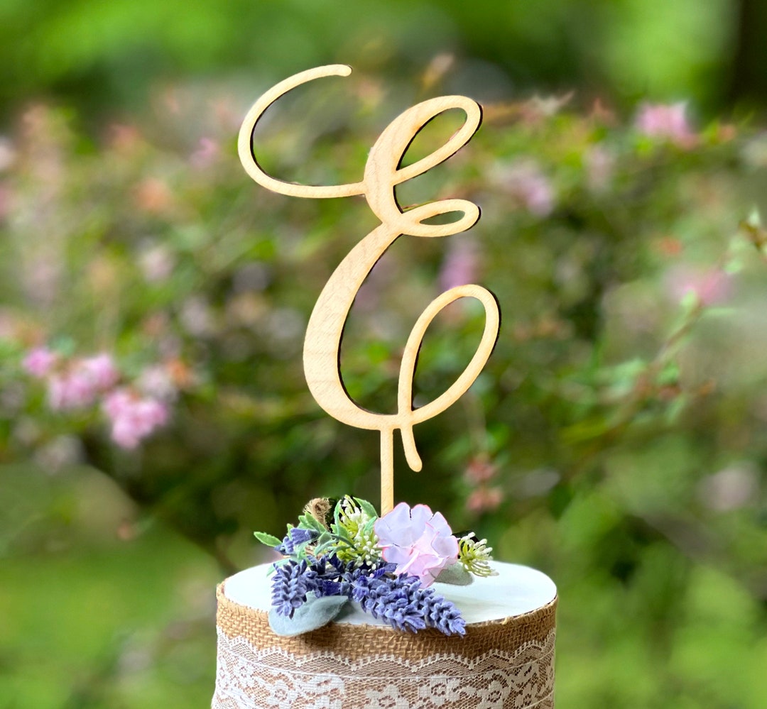 Initial Cake Topper Wedding Cake Topper Rustic Wedding Topper Monogram ...