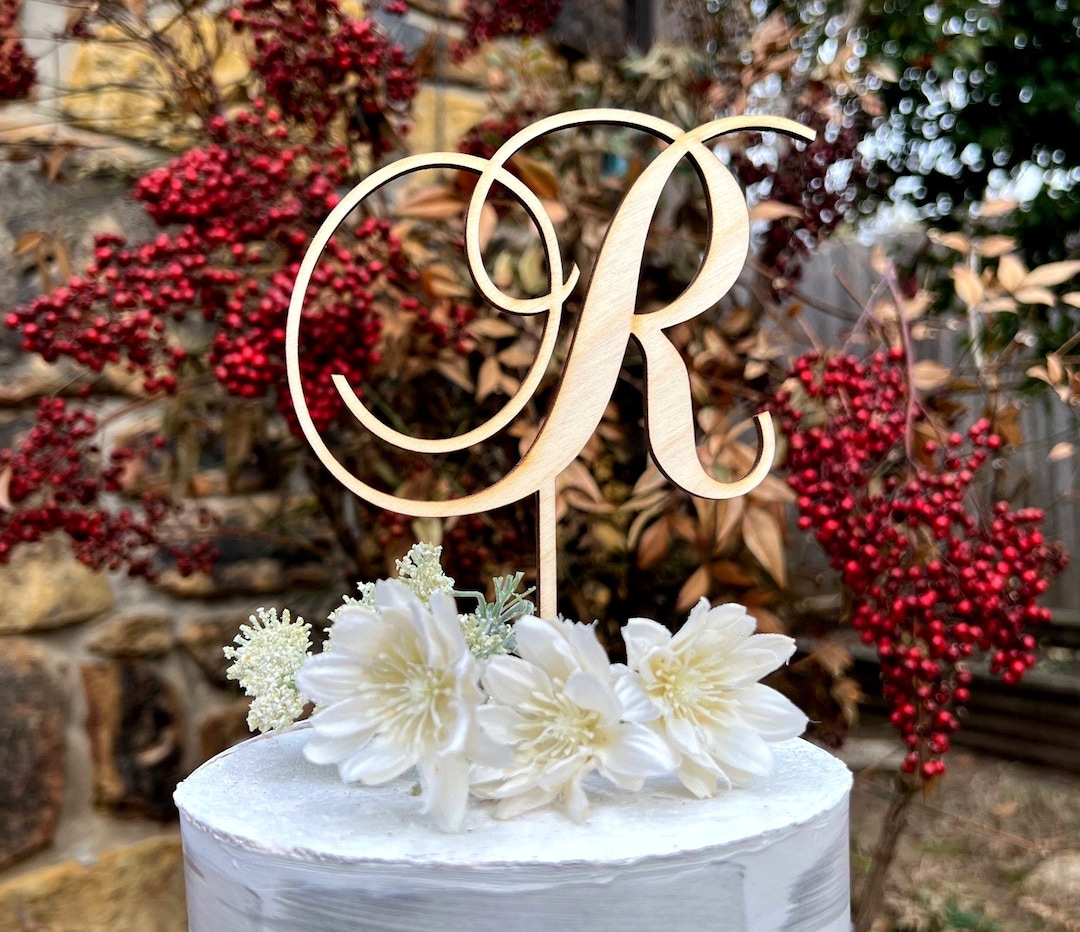 Rustic Initial Wedding Cake Topper: Birch Wood Monogram - Etsy