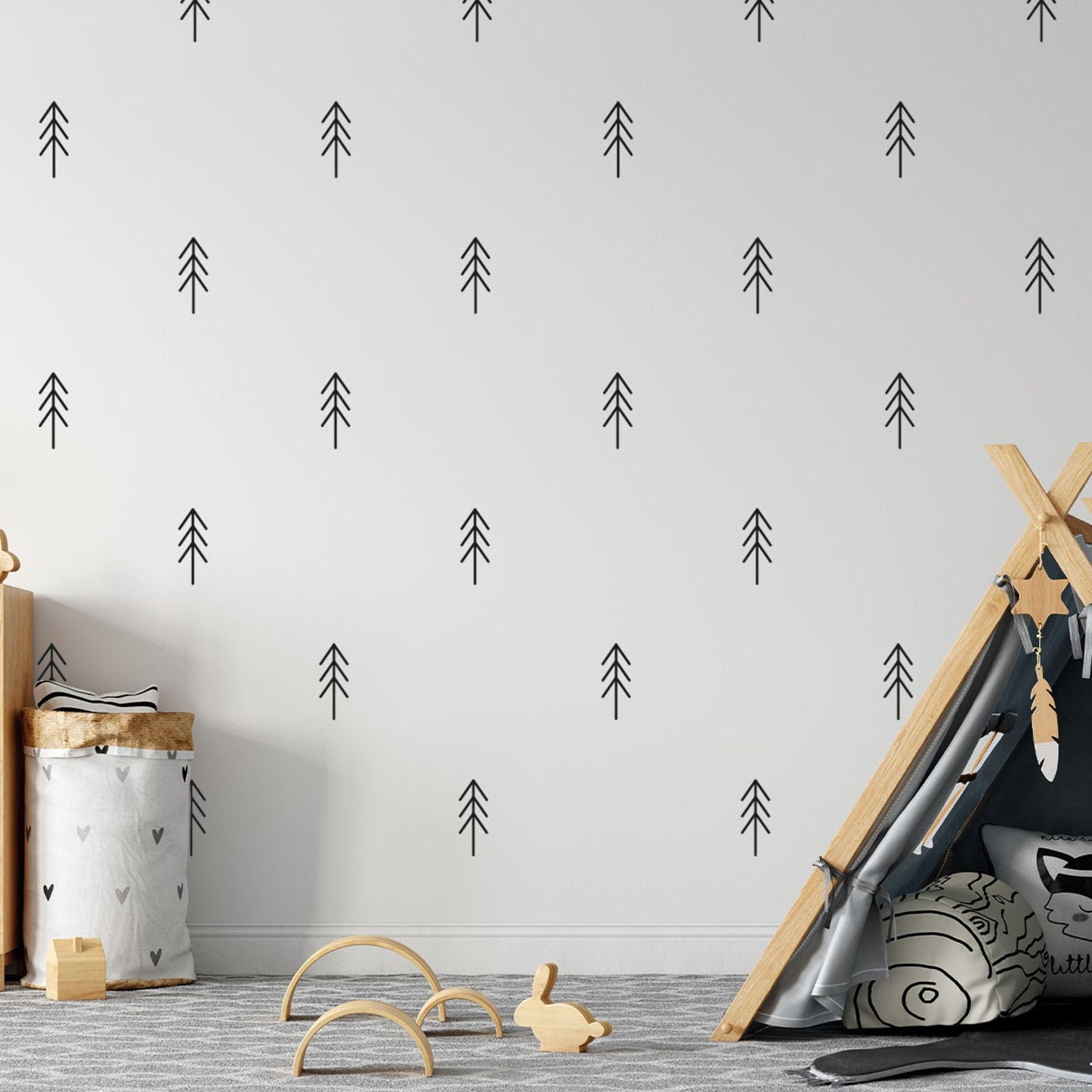 Nordic Tree Pattern A Woodland Wall Sticker With - Etsy