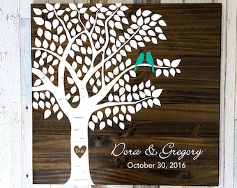 Personalized Tree Wedding Guest Book Tree Signing Board for - Etsy