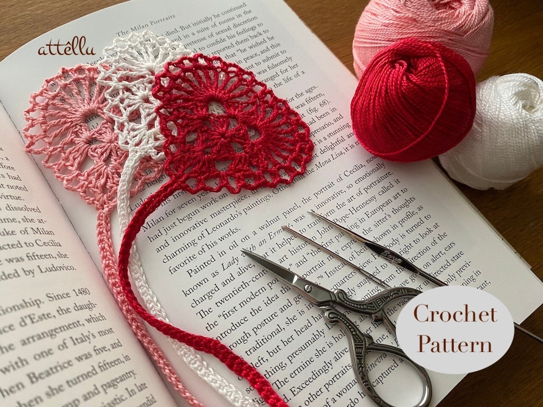 Pattern Crochet Heart Bookmark Digital Format Download PDF Instructions ...