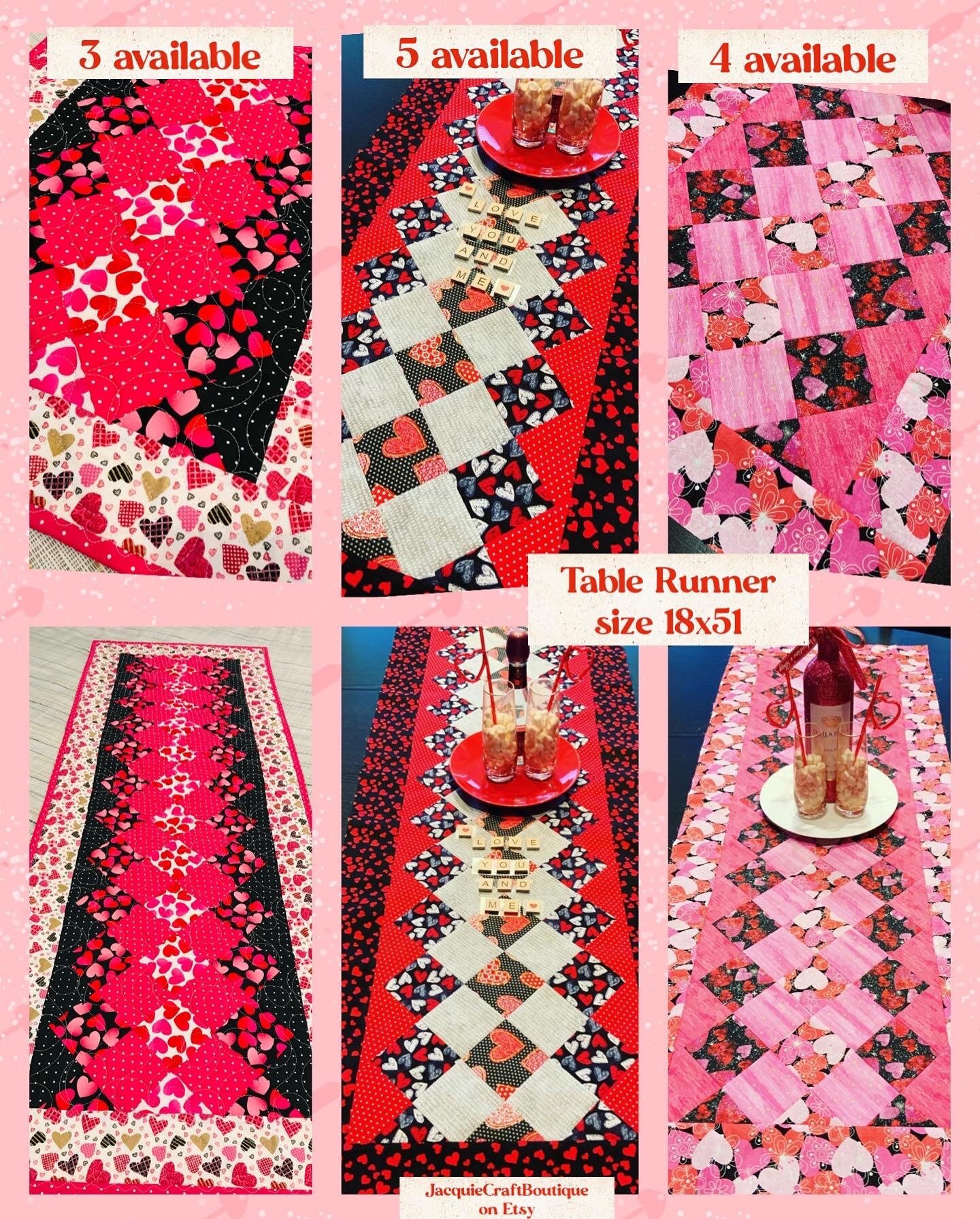 Quilted Valentines Table Runner Valentine Love Themed Table - Etsy
