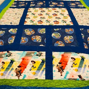 Toy Story Quilt All Cotton, Buzz Lightyear Green Cotton Flannel Backing ...