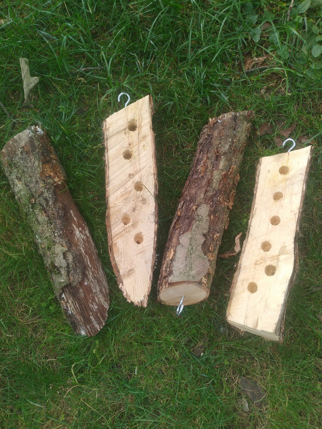 Solid Oak Wood Bird Feeder Bark Butter Suet Feeder With Free Bark ...