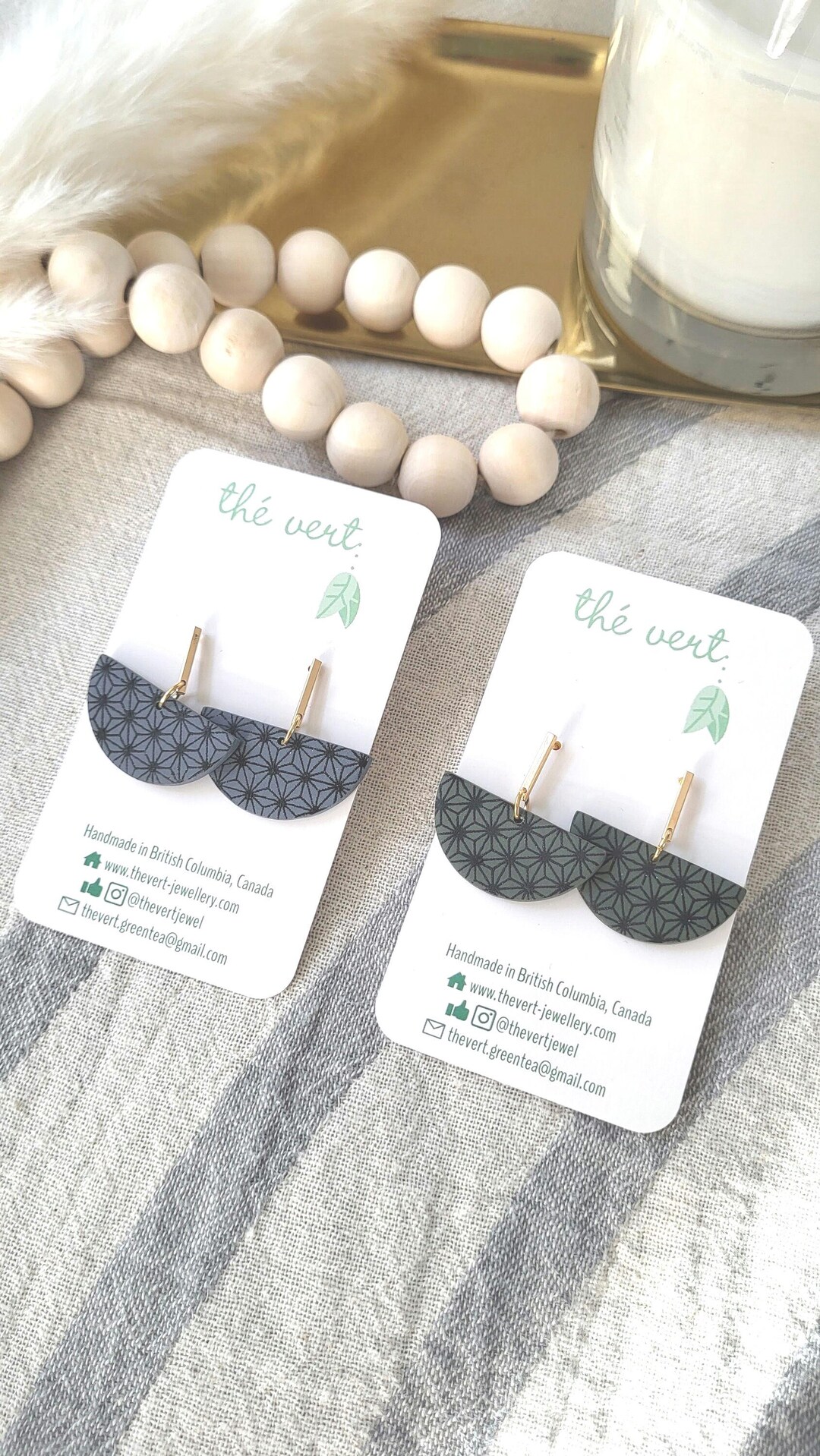 The Kaiya Japanese Asa No Ha Pattern Polymer Clay Earrings (in Multiple ...