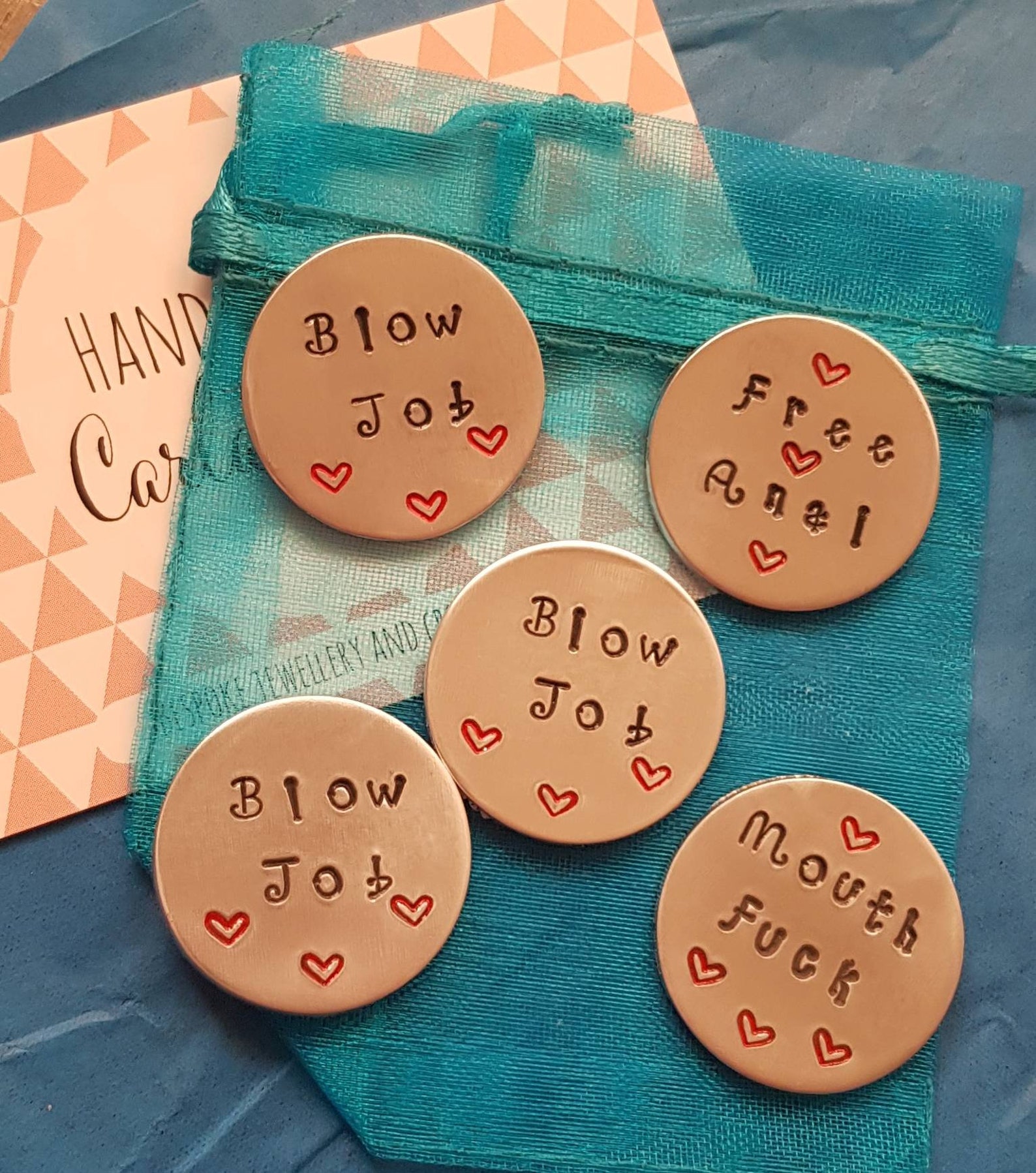 Hand Stamped Cheeky Love Tokens - Etsy