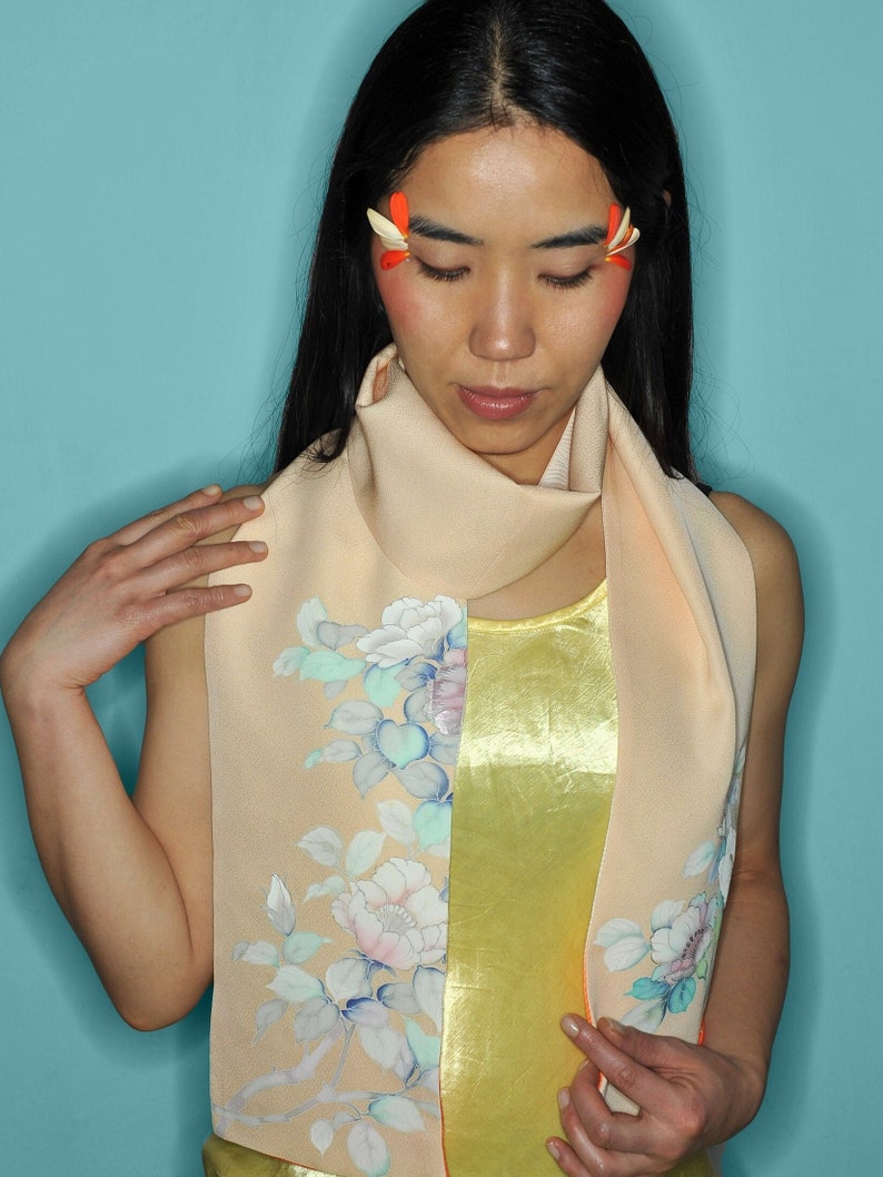 Vintage Japanese Kimono Scarf | Long Narrow Silk Scarf | Japanese Scarf ...