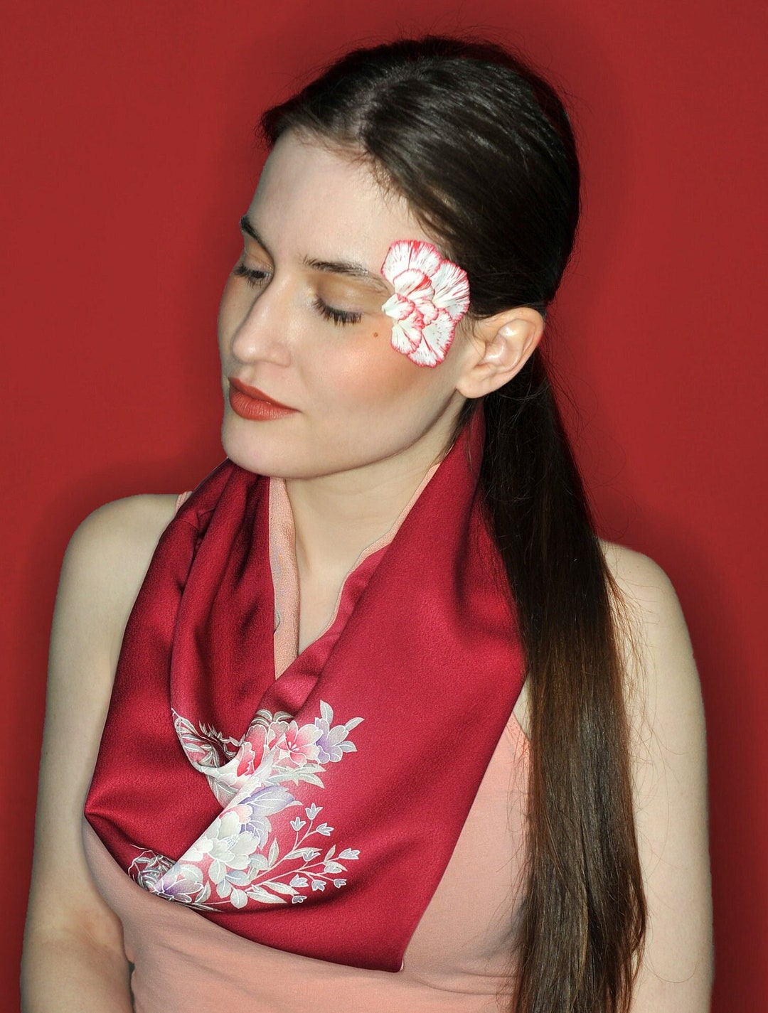 Vintage Japanese Kimono Scarf | Infinity Scarf | Loop Scarf | Tube ...
