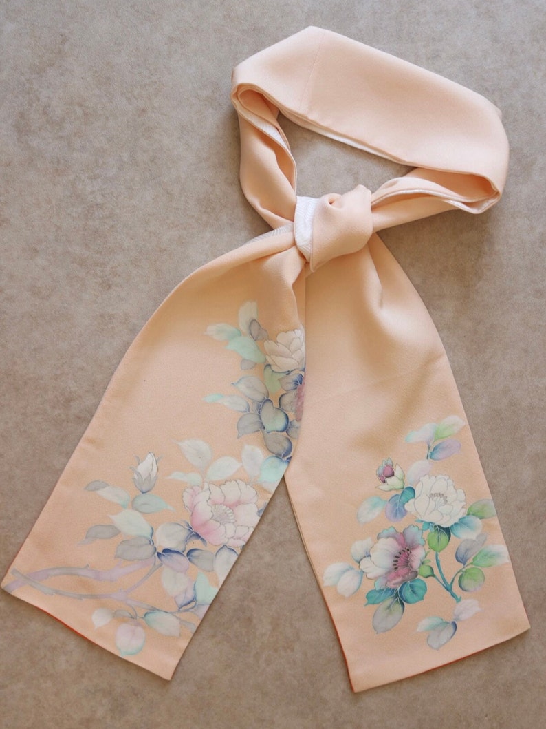 Vintage Japanese Kimono Scarf | Long Narrow Silk Scarf | Japanese Scarf ...