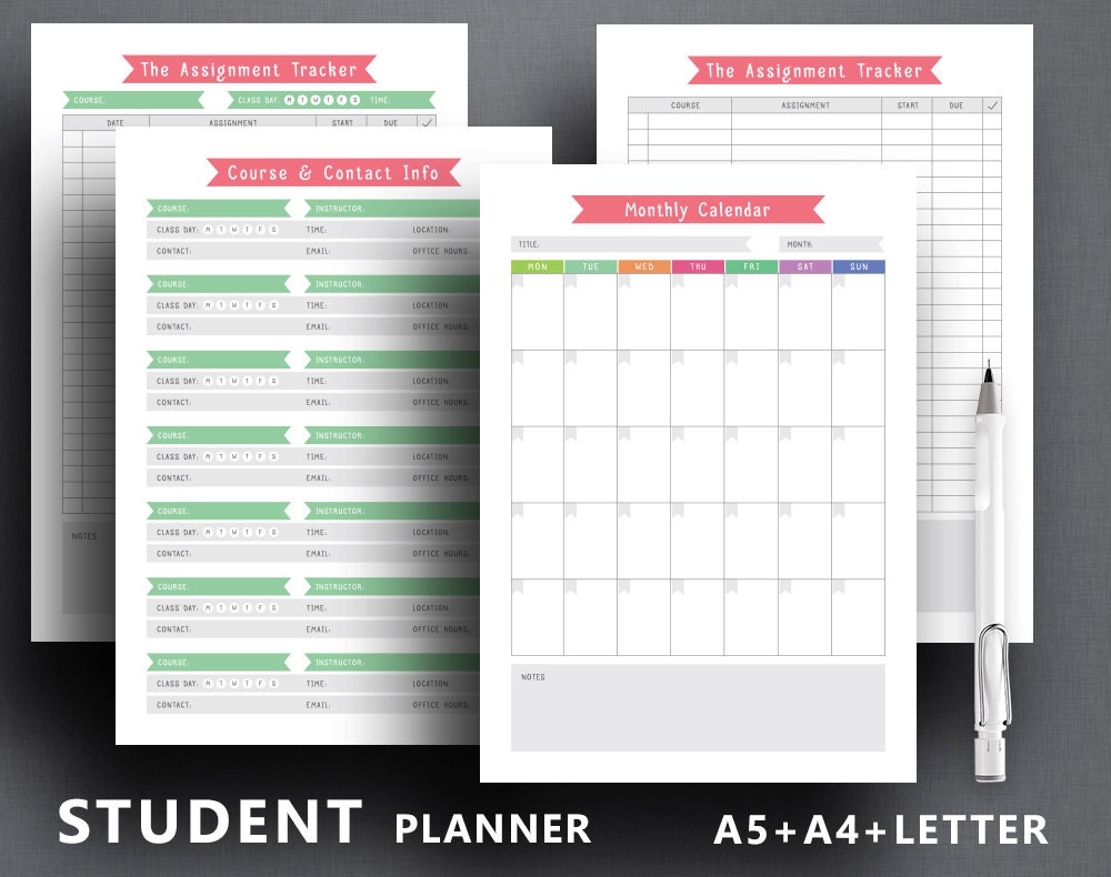 College Planner Printable: student Planner Letter - Etsy