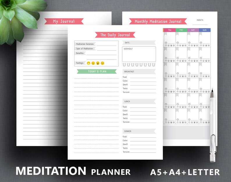 Meditation Planner Printable: mindfulness Journal - Etsy Meditation Planner Printable: mindfulness Journal - Etsy