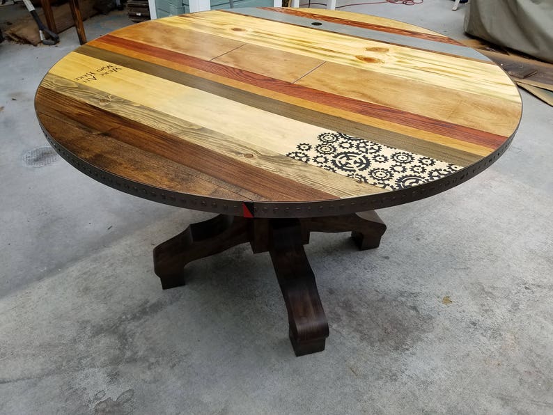 Industrial & Steampunk Wood Pedestal Dining Room Table - Etsy
