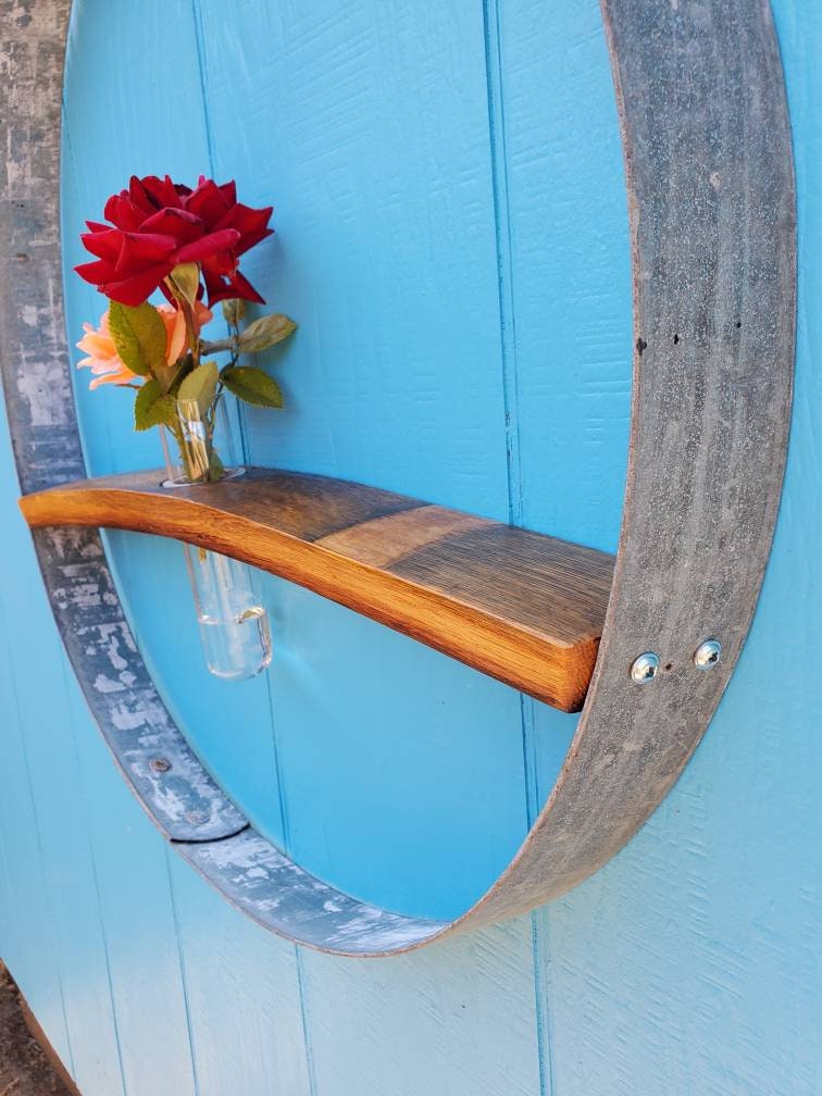 Wine Barrel Hoop and Barrel Stave Shelf With One (1) Centered Inset ...