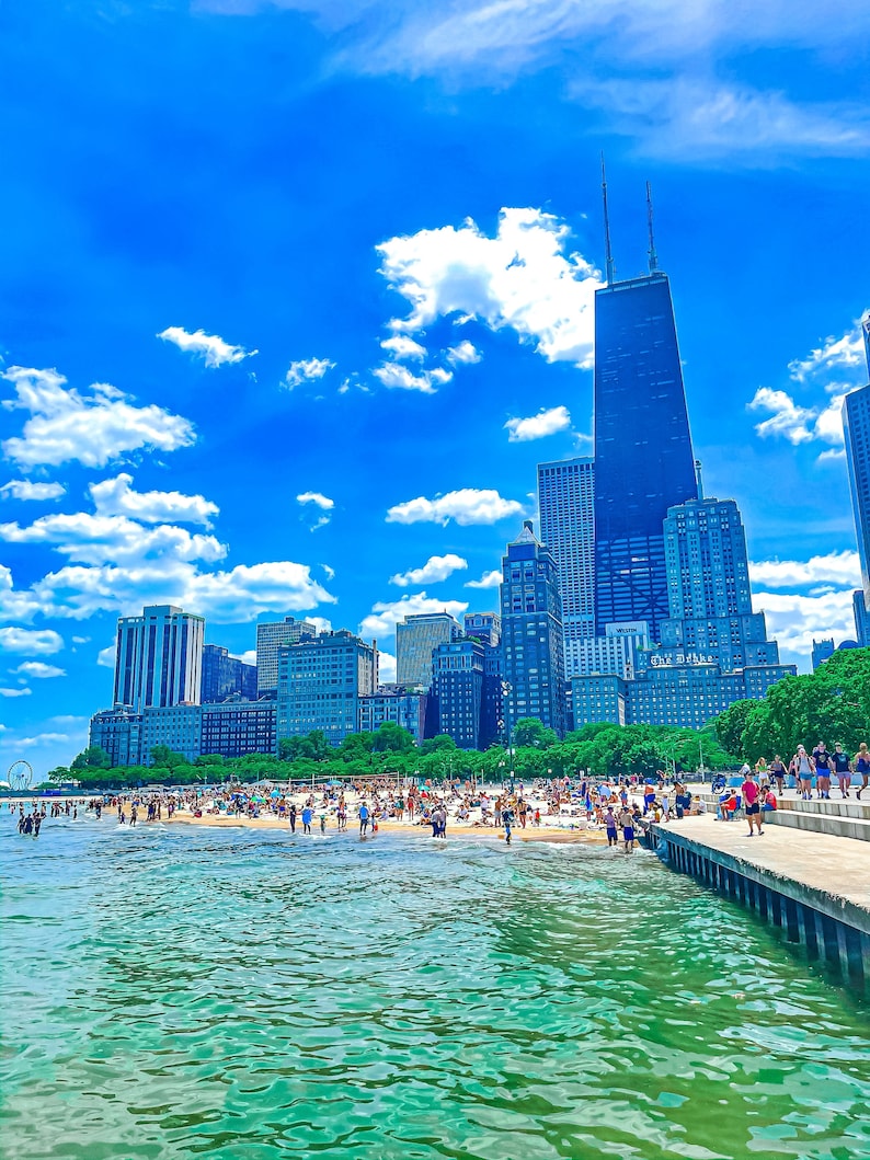 Oak Street Beach, Chicago Photography, Chicago Skyline Prints, Lake ...