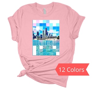 Chicago Skyline Grid Photo T-shirt, Chicago T-shirts, Chicago Print T ...