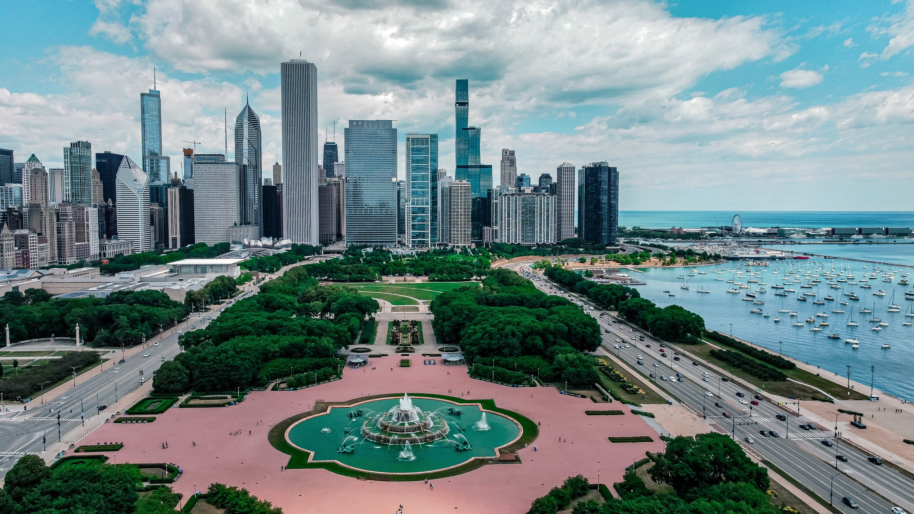Chicago Skyline Buckingham Fountain Chicago Wall Art Chicago Drone Art ...
