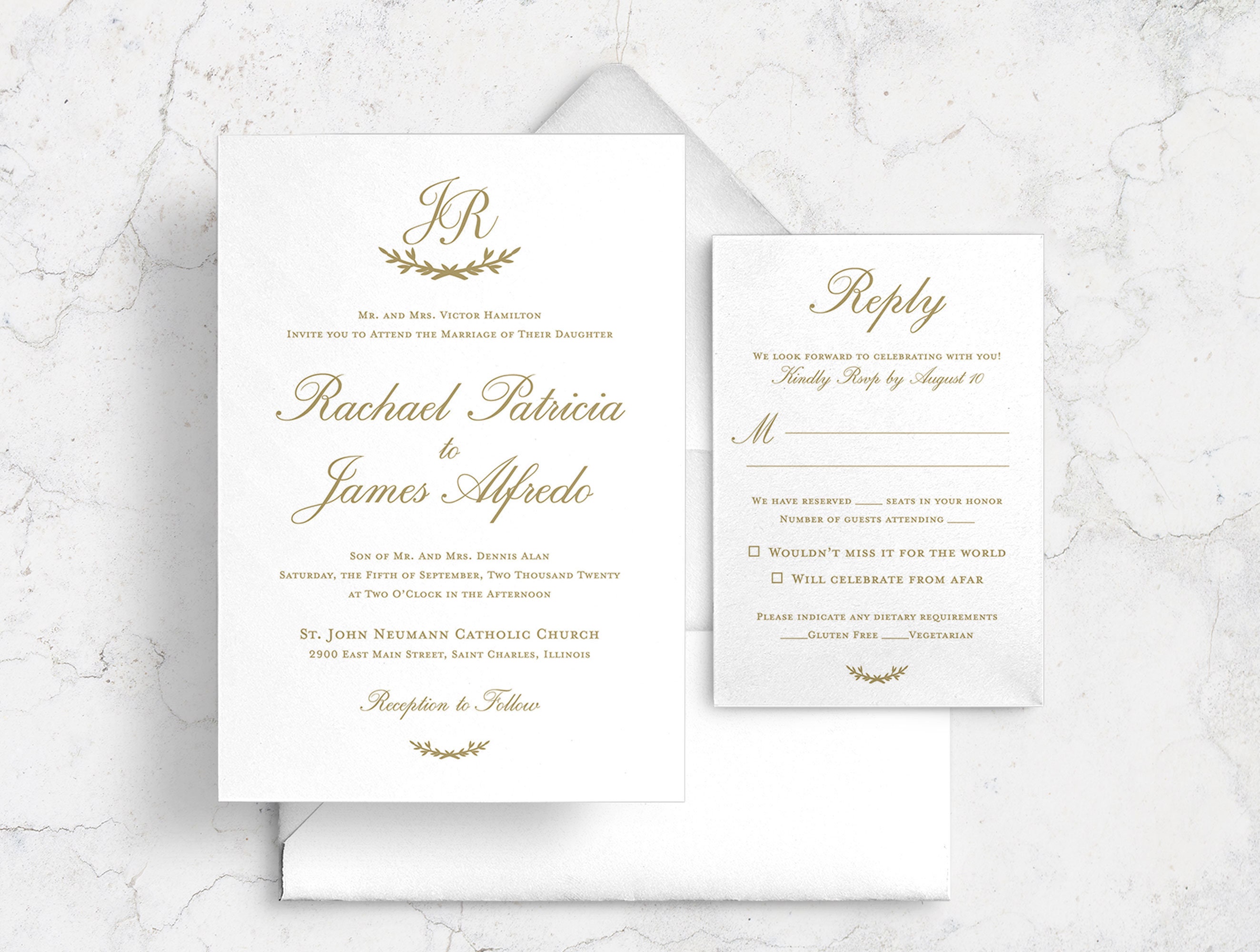 Formal Timeless Simple Traditional Wedding Invitation Suite ...