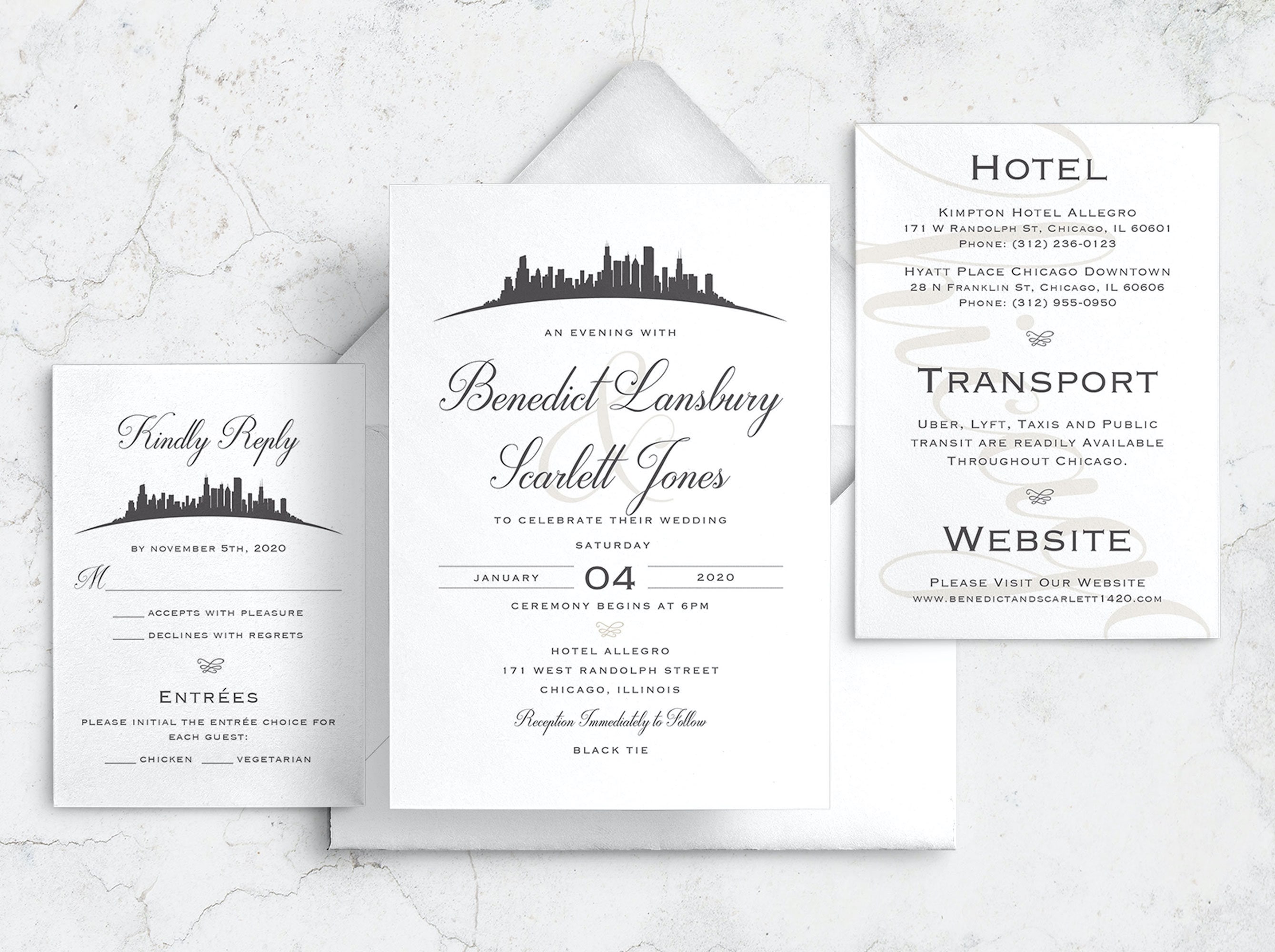 Urban Chic Sophisticated Chicago Wedding Invitation Suite Customizable ...