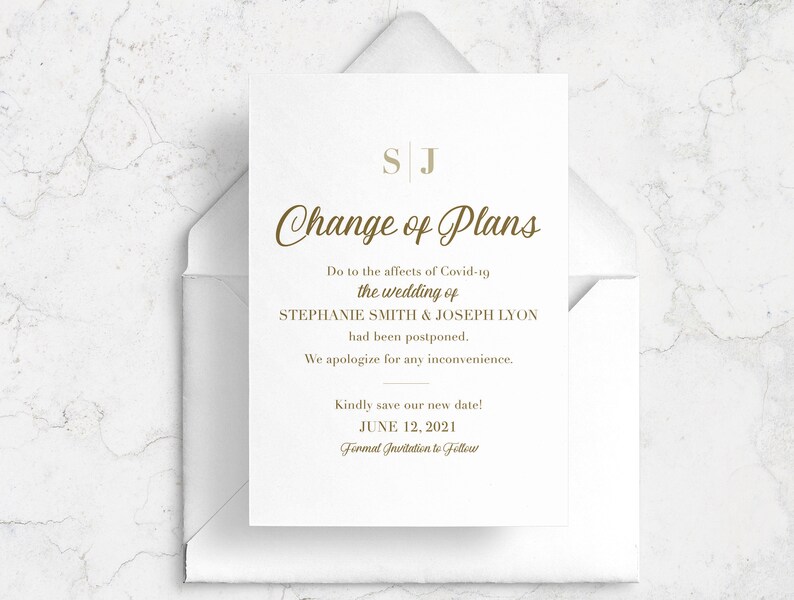 Classic Simple Graceful Change of Plans Card Customizable ...
