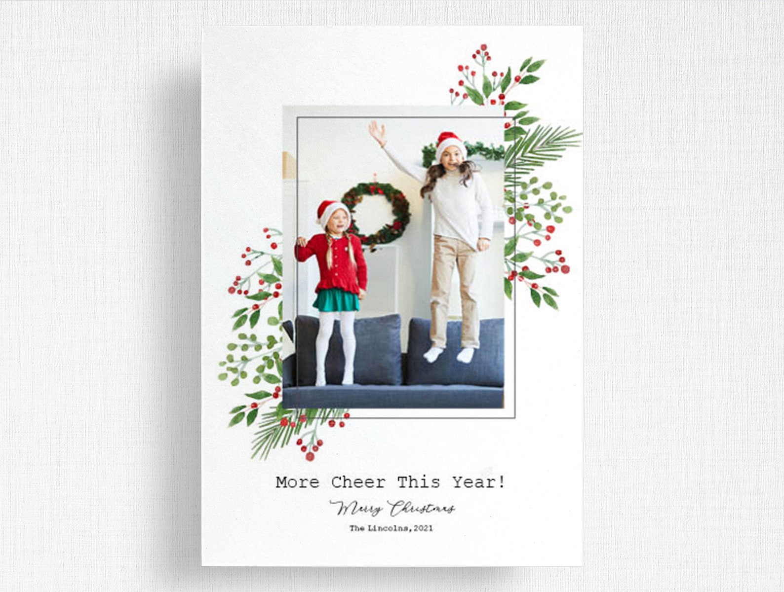 More Cheer This Year Photo Holiday Card Customizable - Etsy