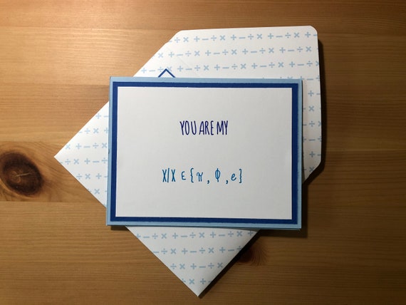 Math Anniversary Card Math Love Card Math Birthday Card | Etsy